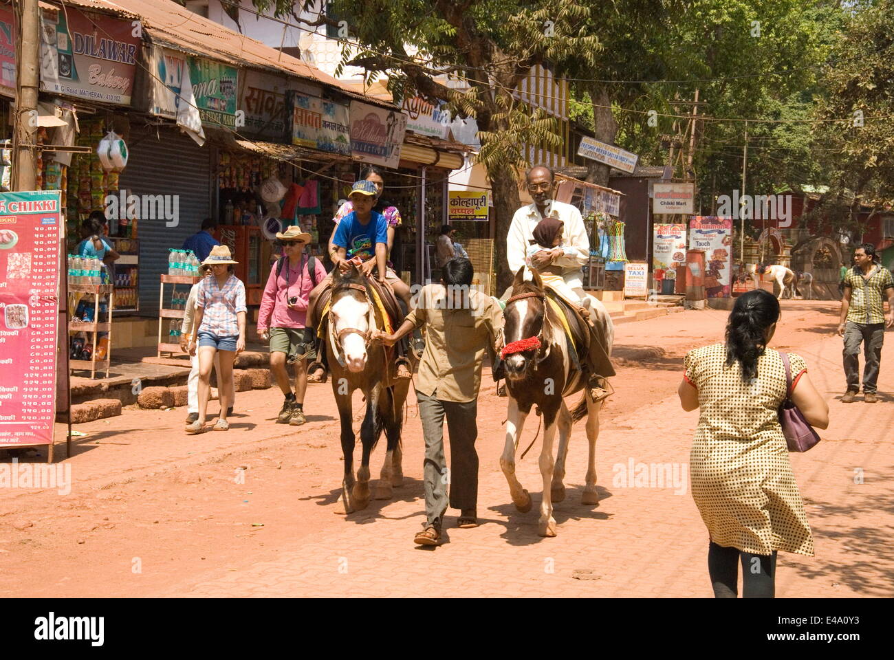 The road-less hill resort of Matheran on a plateau in the Western Ghats ...