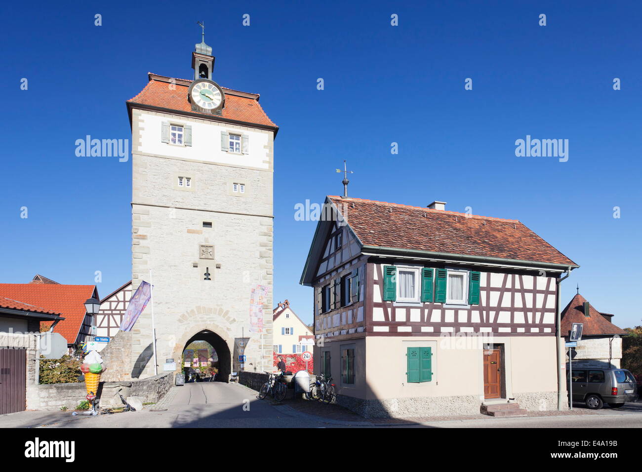 Torturm tower, old town, Vellberg, Hohenlohe Region, Baden Wurttemberg ...
