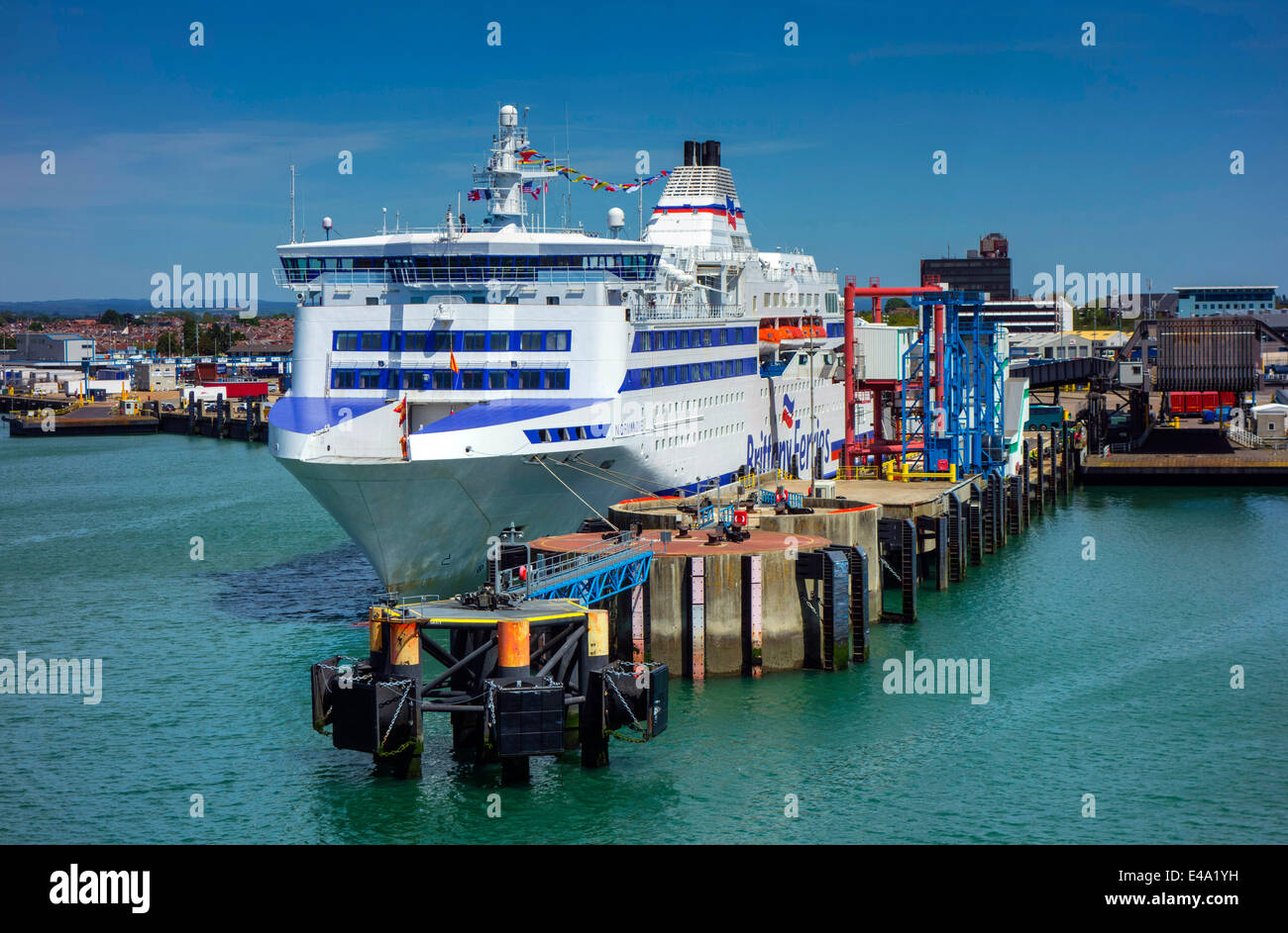 Brittany Ferries ship Normandie in Portsmouth harbour harbor England ...