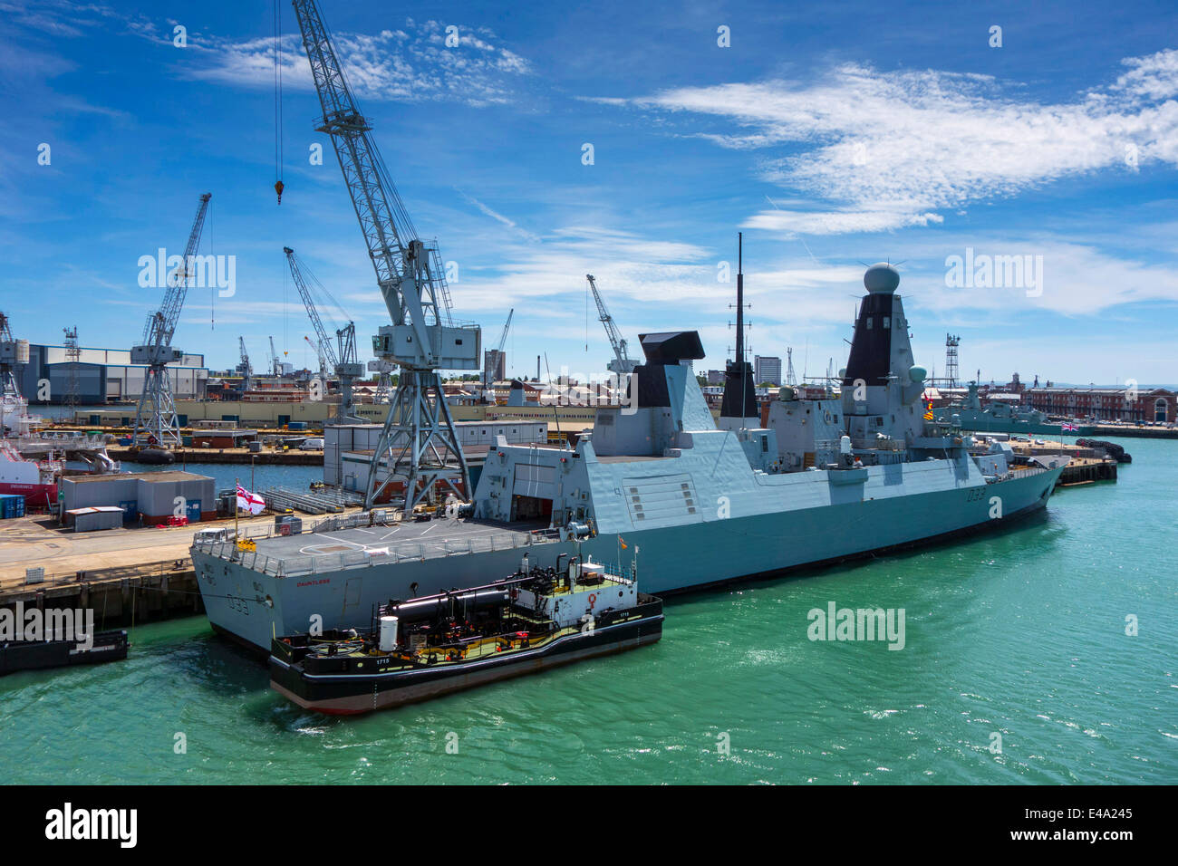 HMS Dauntless UK naval ships in Portsmouth harbour harbor England Stock ...