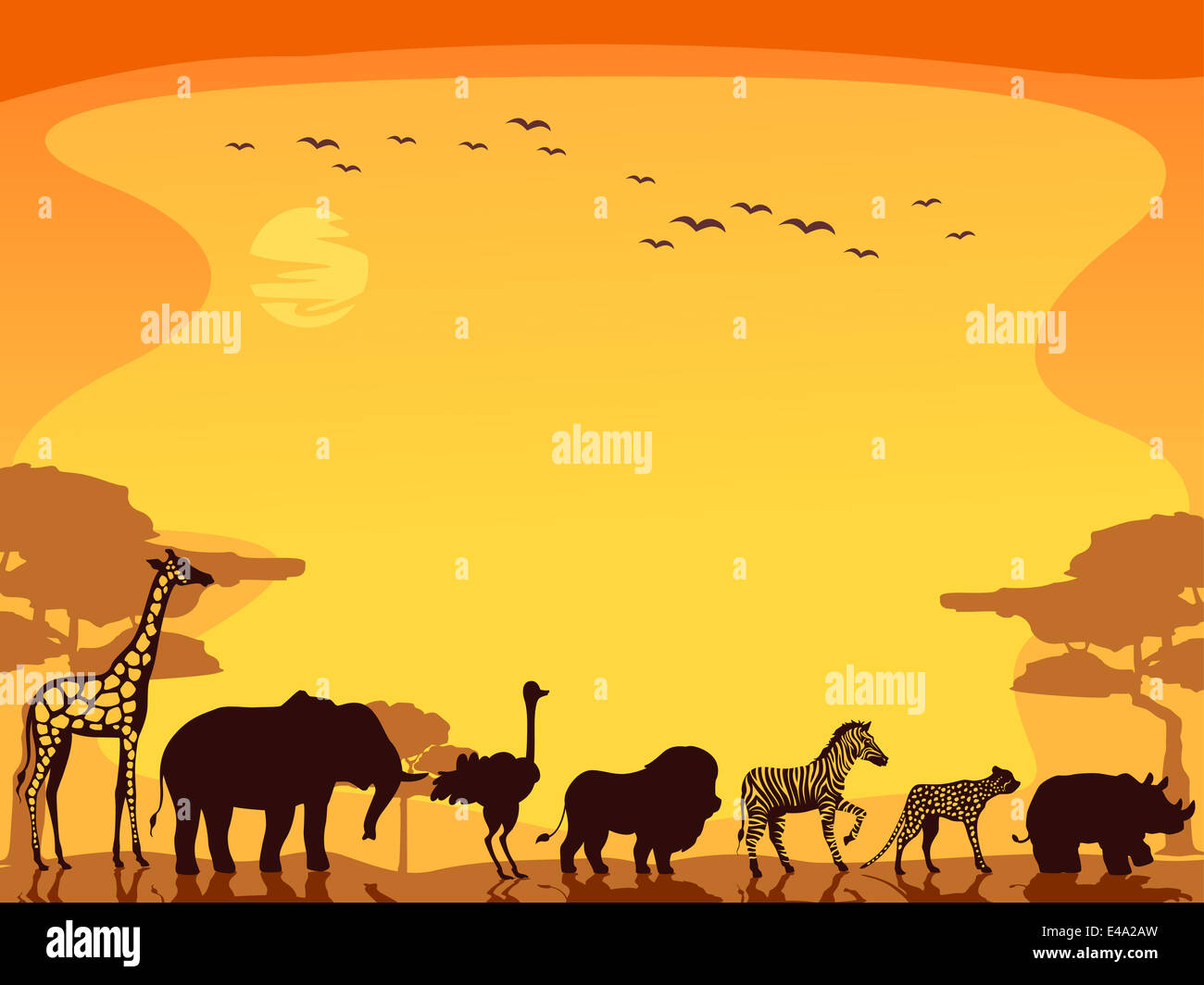 Background Illustration Featuring Safari Animals Walking in a Straight ...