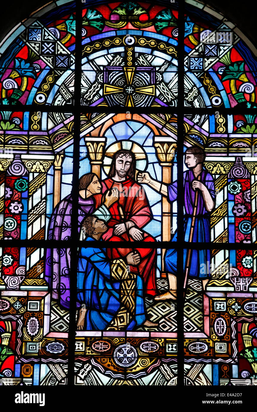 Stained glass by Jacques Gruber, Notre Dame de Brebieres basilica ...