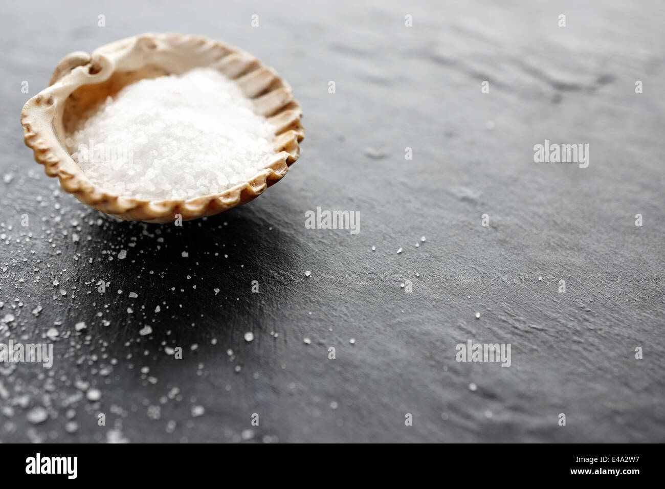 Sea salt in a shell Stock Photo - Alamy