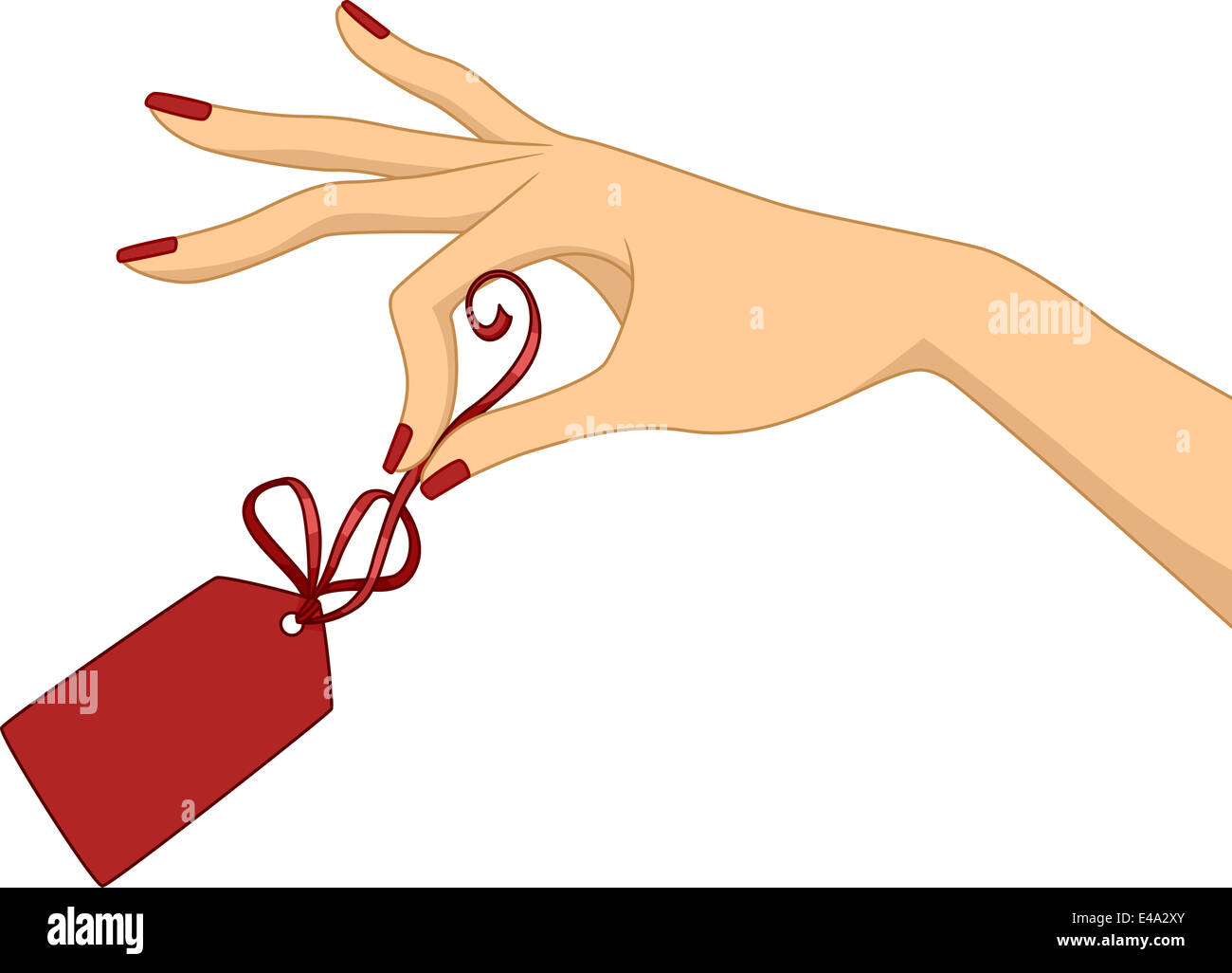 Illustration Featuring a Girl Holding a Red Price Tag Stock Photo - Alamy