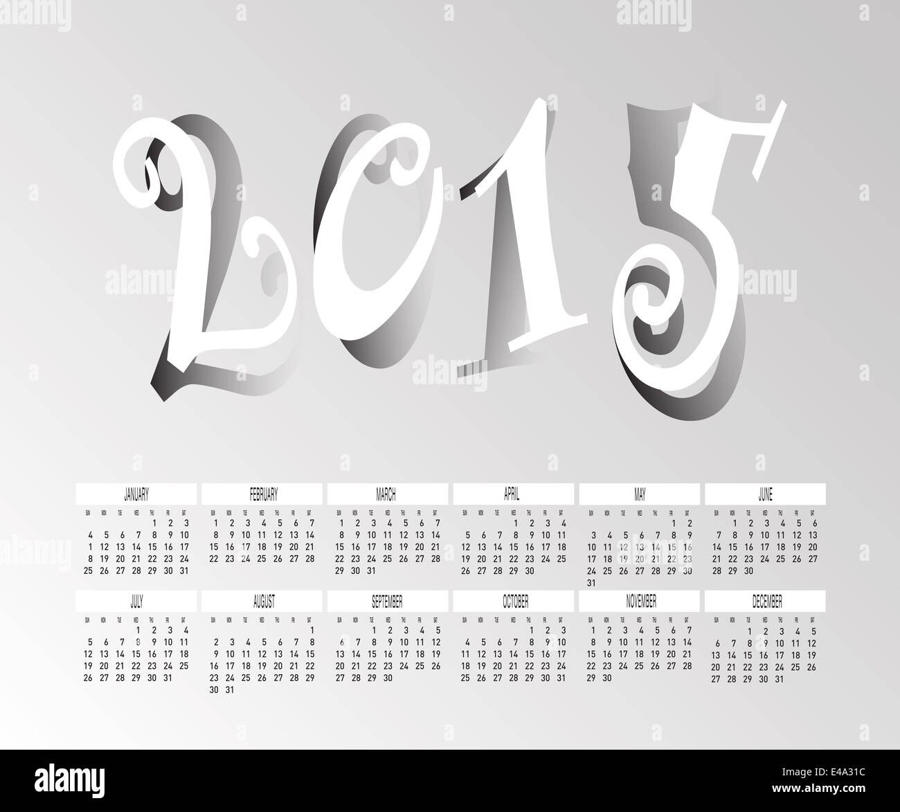 Year 2015 Two Tone Color Calendar Stock Photo - Alamy