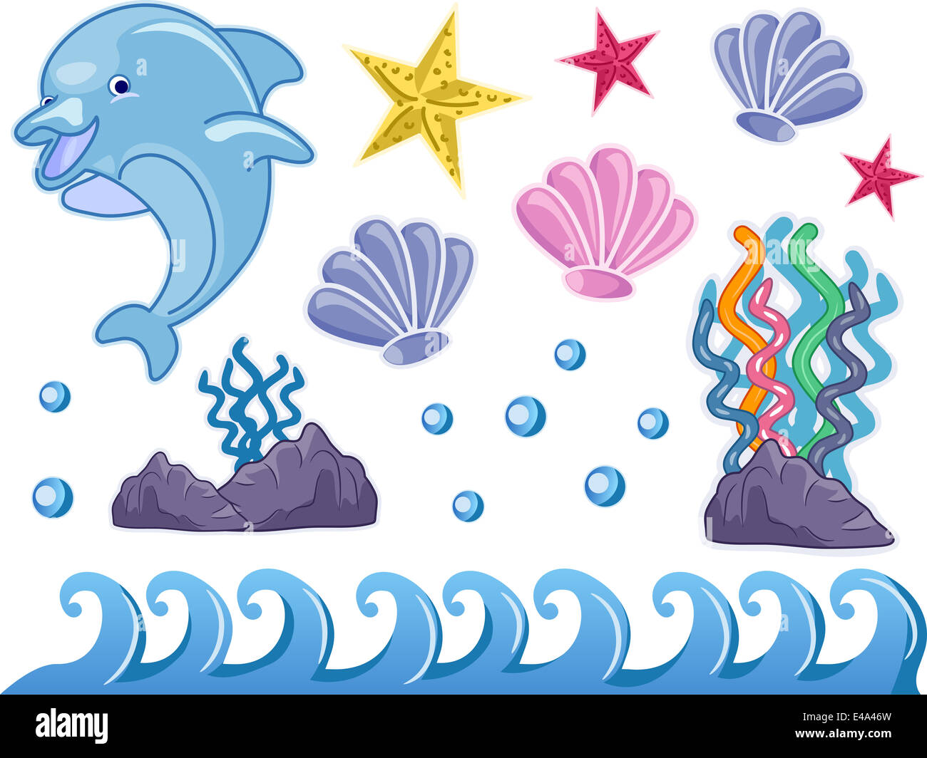 Illustration Featuring Elements Commonly Associated with Underwater ...