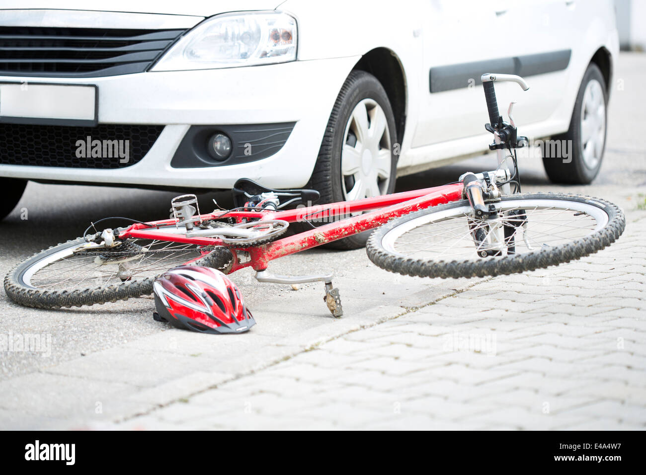 Car crash with bicycle Stock Photo - Alamy