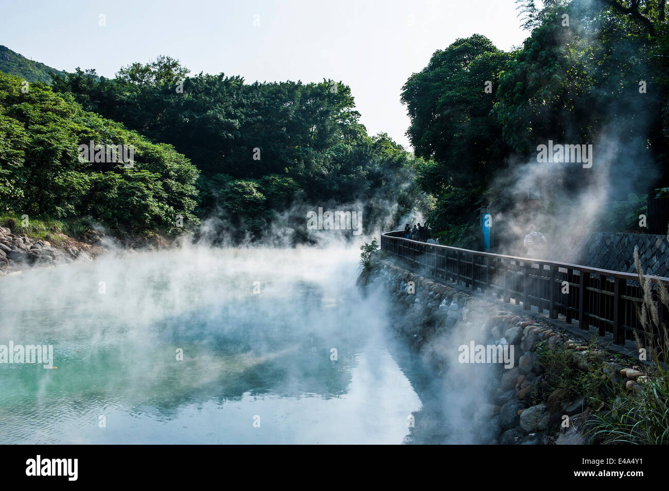 Steaming water in the Di-re valley, Beitou hot spring resort, Taipeh ...