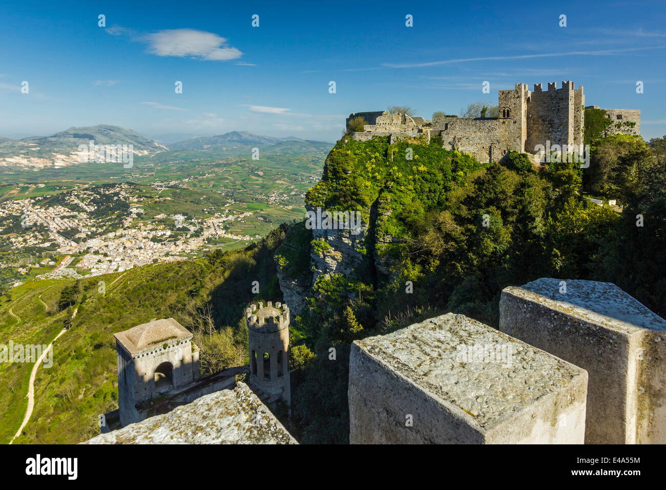 Saracen Arab era Pepoli Castle, now a hotel, in historic town high ...