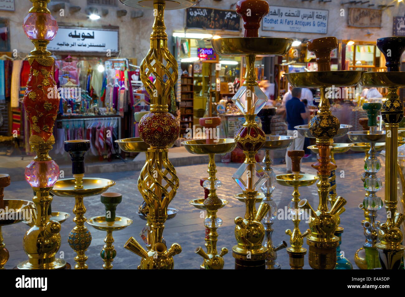 Hubble bubble (hooka) water pipes for sale in the Souq Waqif, Doha ...
