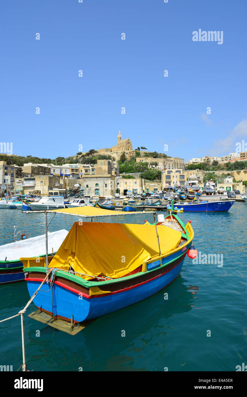 Luzzu boat in Mġarr Harbour, Mġarr, Gozo (Għawdex), Gozo and Comino ...