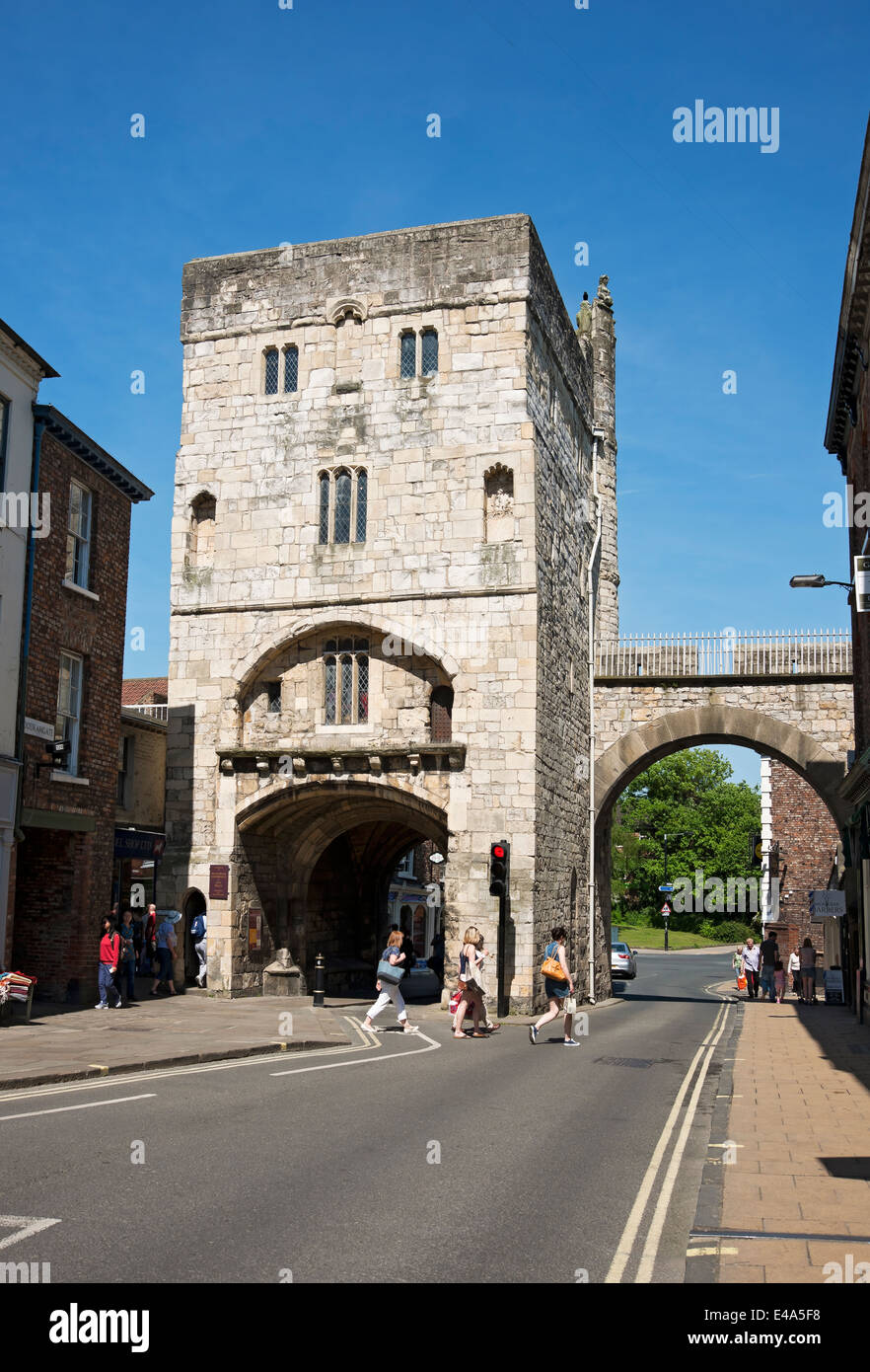 Monk Bar section of the City Walls in spring York North Yorkshire ...