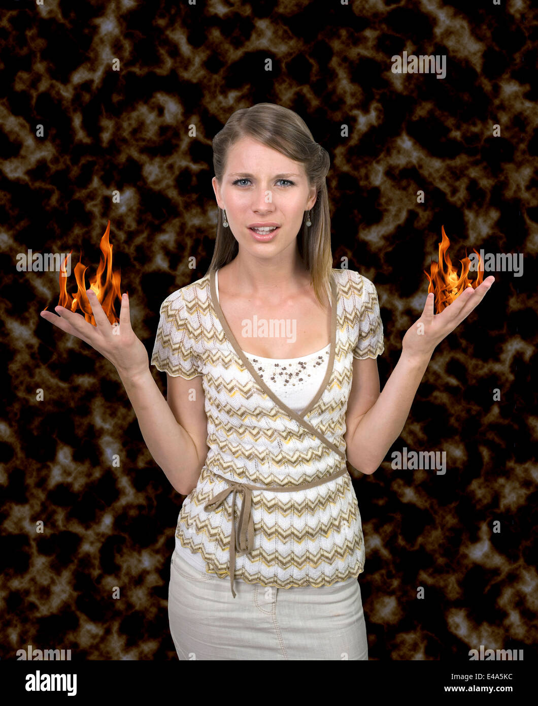 Girl Hand Holding Fire