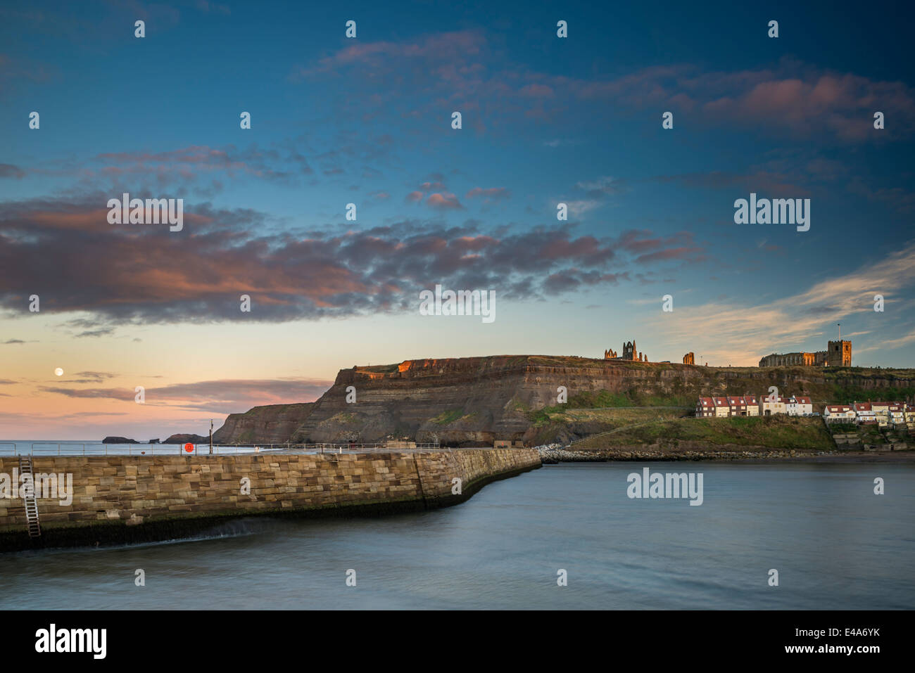 Whitby harbour at sunset, Yorkshire, England Stock Photo - Alamy