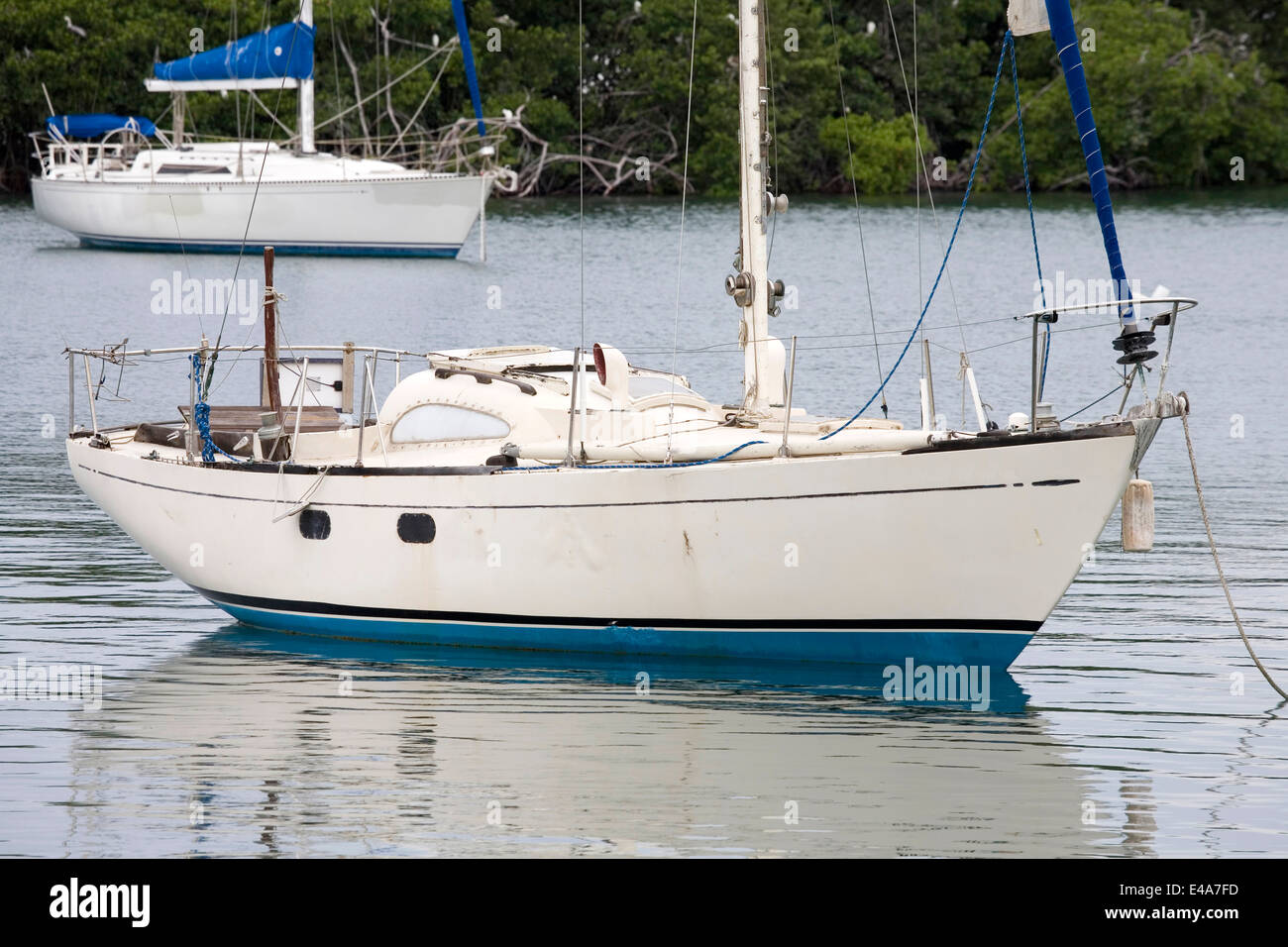 sailboat docked in water in Puerto Rico island Stock Photo - Alamy