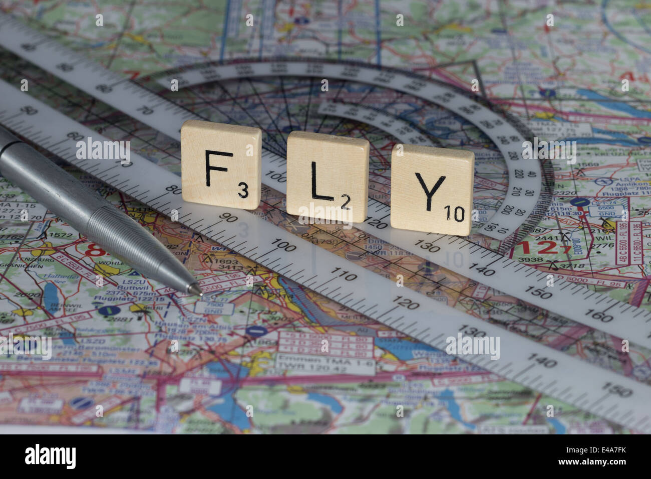 Flight Planning with Chart and Ruler Stock Photo - Alamy