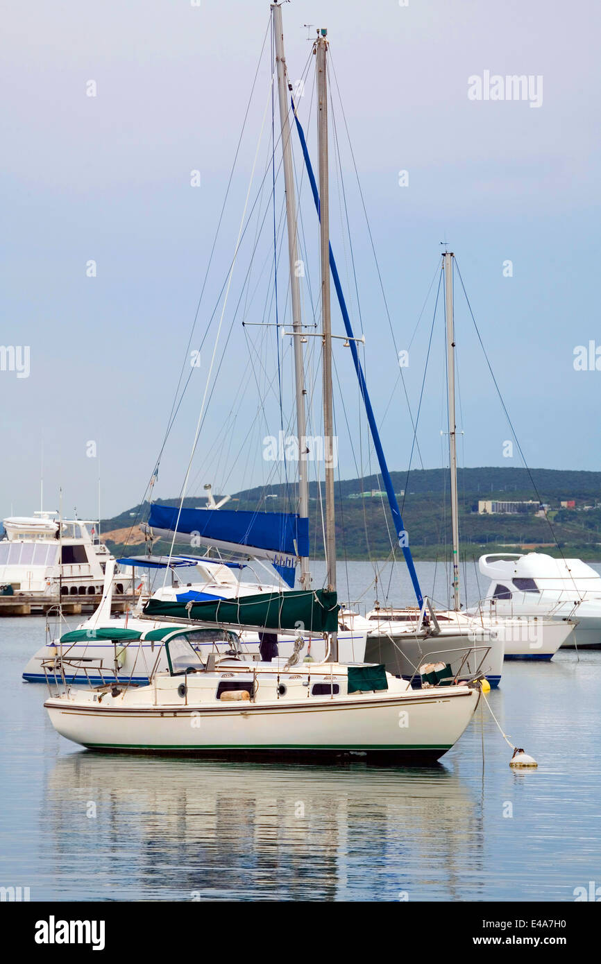 sailboats docked in water in Puerto Rico island Stock Photo - Alamy