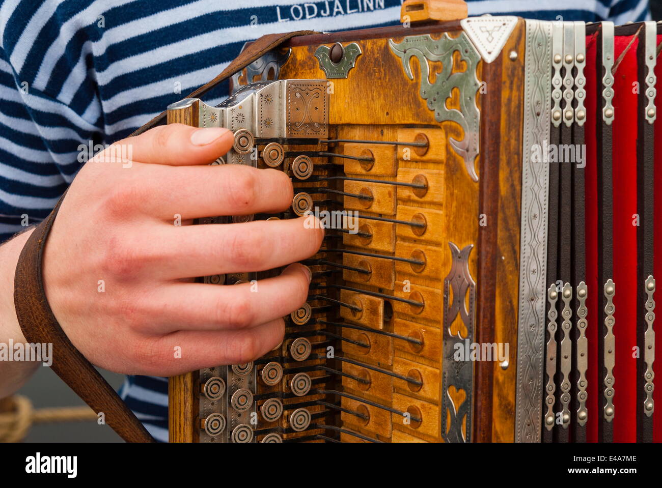 Accordion, ethnic group of musicians, River Emajogi, Tartu, Estonia ...