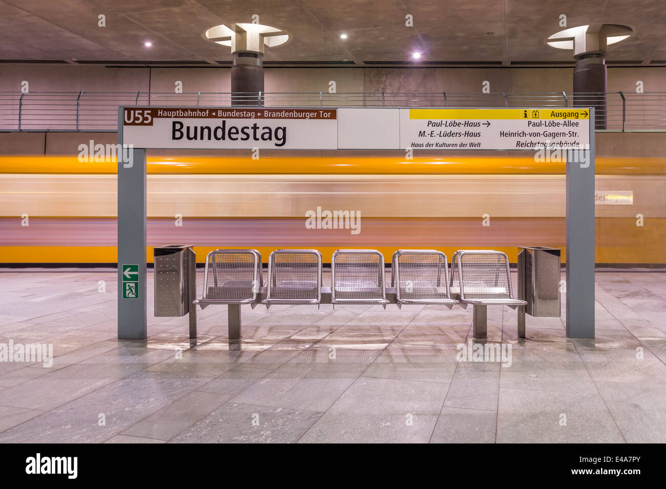 Germany, Berlin, modern architecture of subway station Bundestag with ...