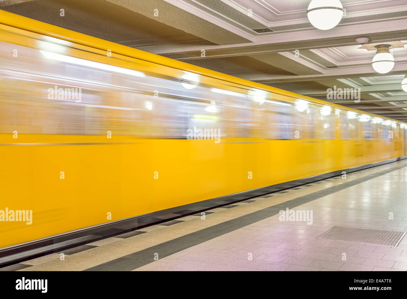 Germany, Berlin, subway station Hohenzollernplatz with moving ...