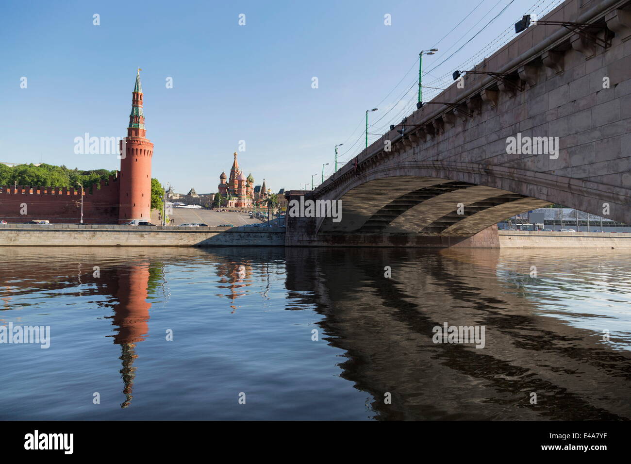 Bridge over the River Moskva with the Kremlin and St. Basil's Cathedral ...