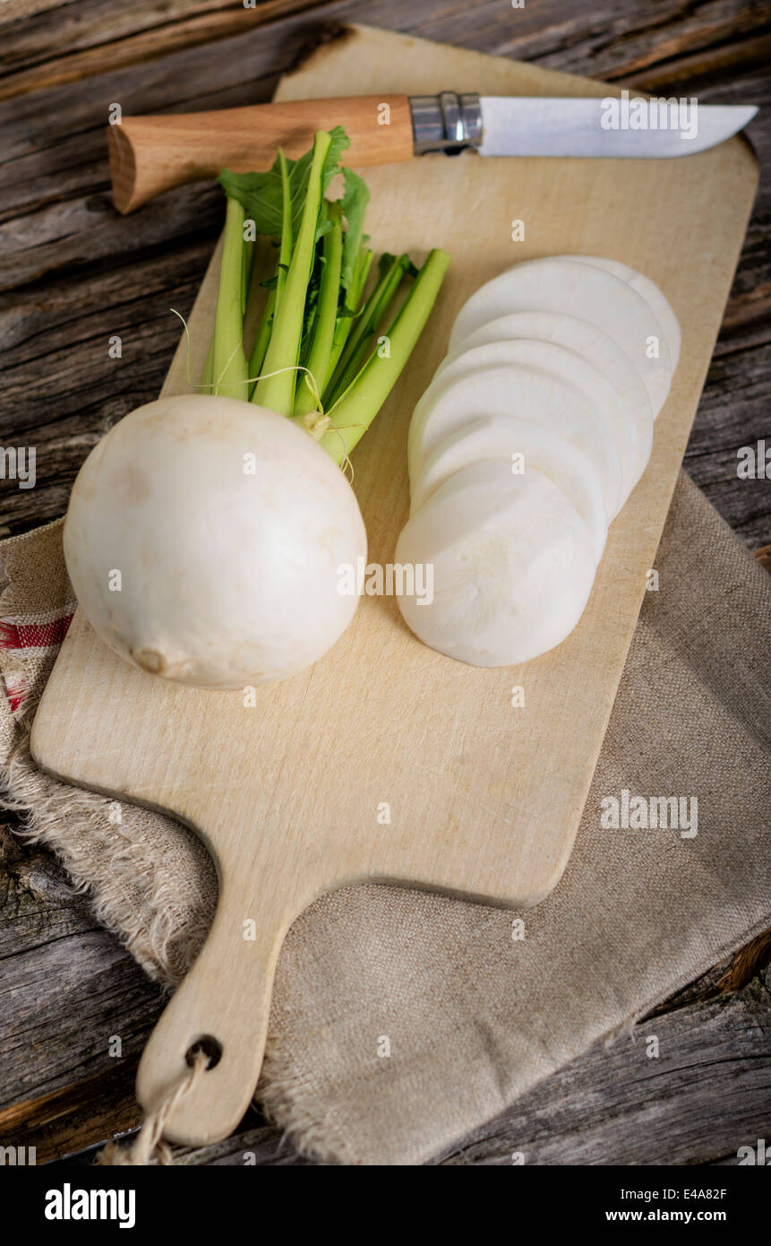 White turnip on chopping board hi-res stock photography and images - Alamy