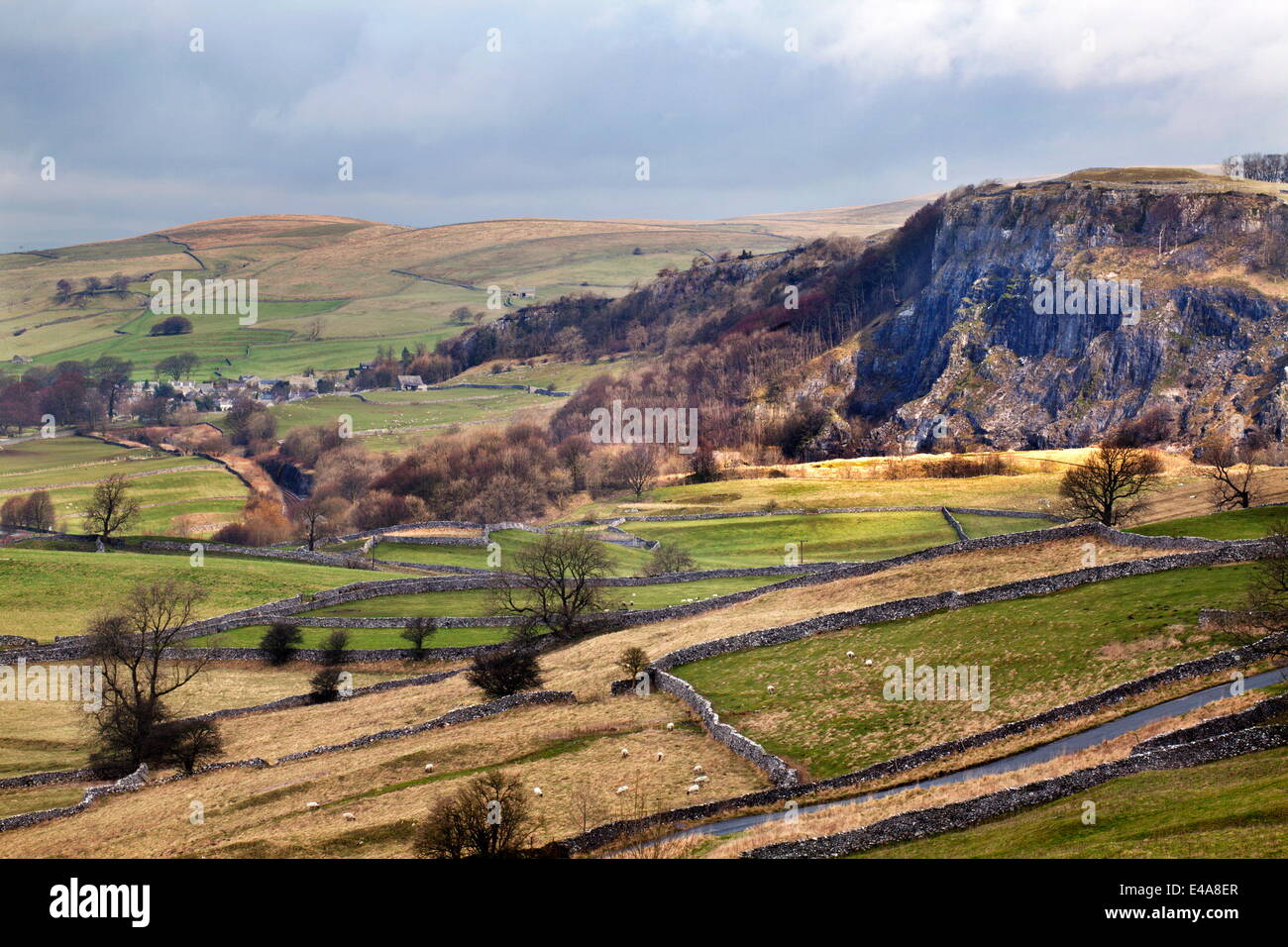 Stainforth Scar from Langcliffe near Settle, Yorkshire Dales, Yorkshire ...