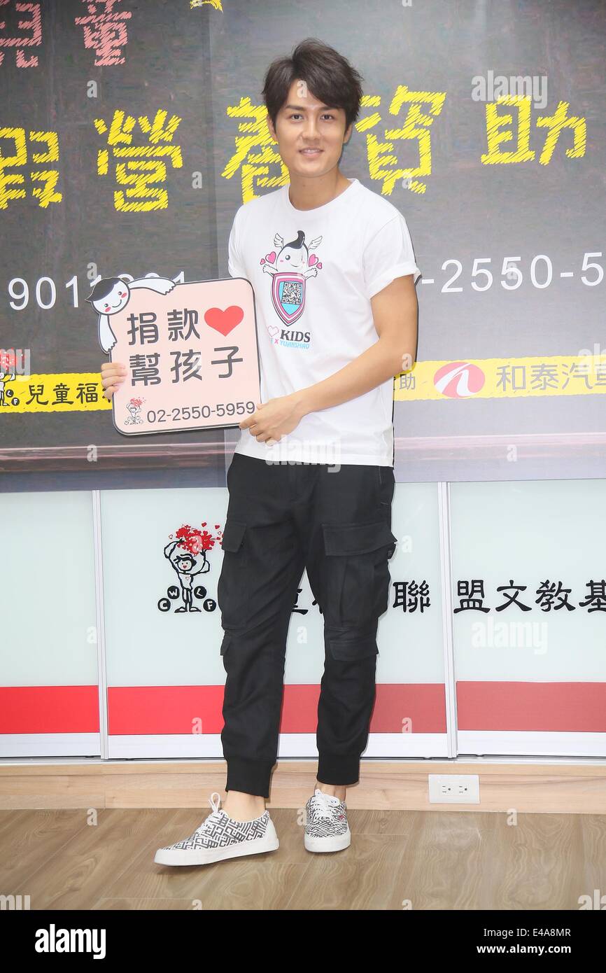 Taipei. 4th July, 2014. Singer Kenji Wu attends a public activity as a ...