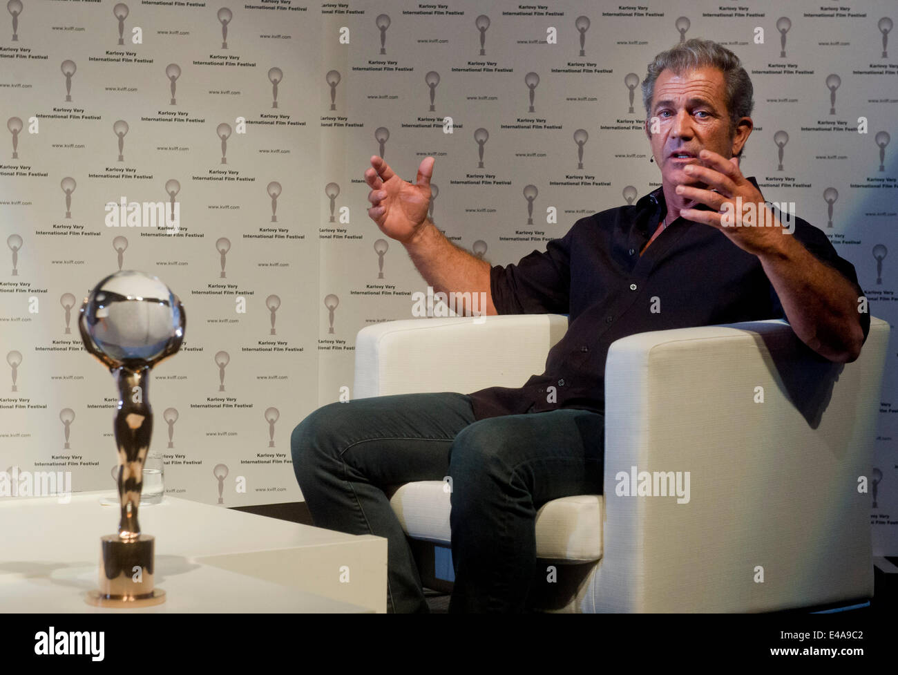 Hollywood actor, director and producer Mel Gibson is seen during a talk ...