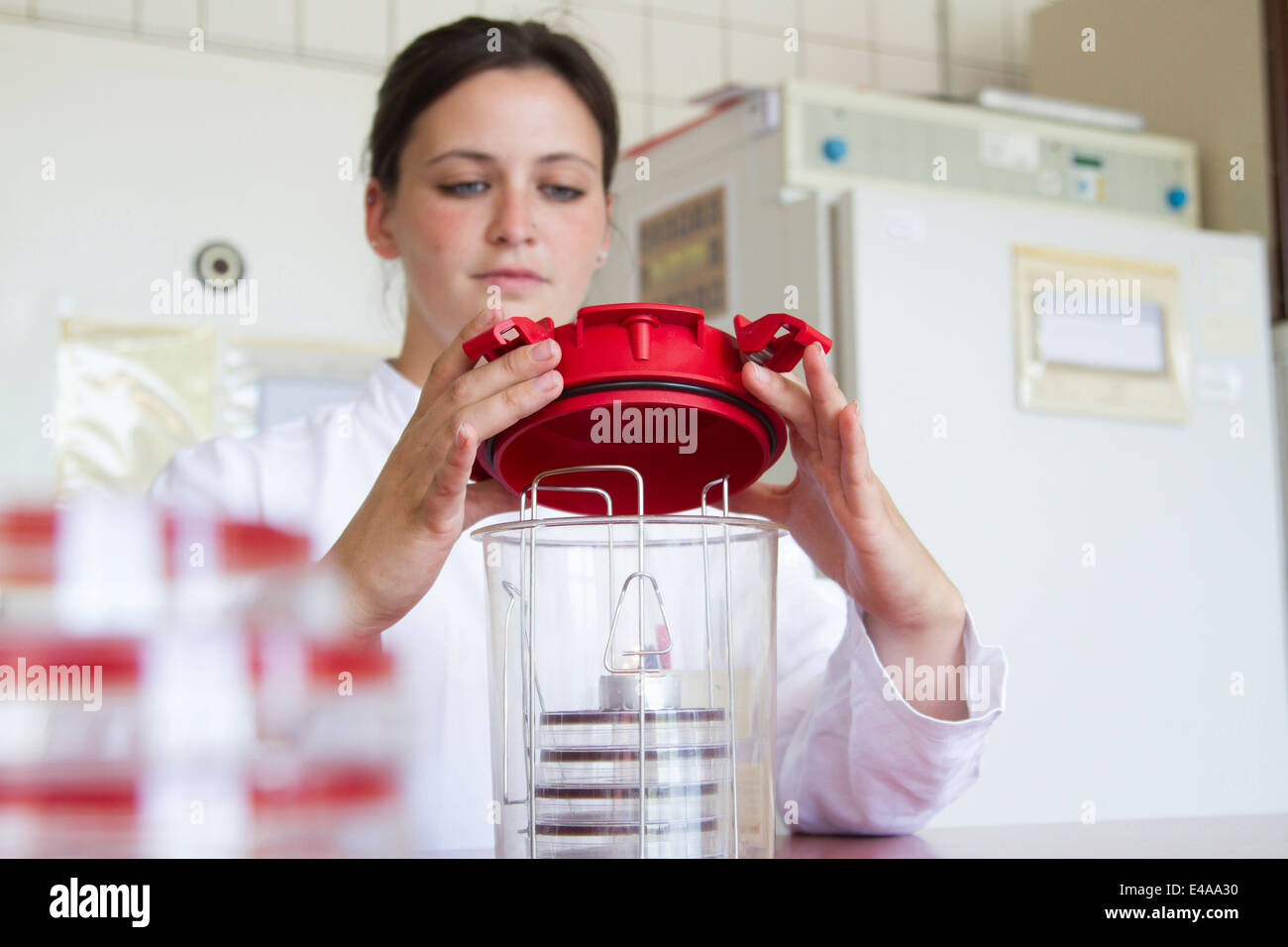 Portrait of female food analyst working in laboratory Stock Photo - Alamy