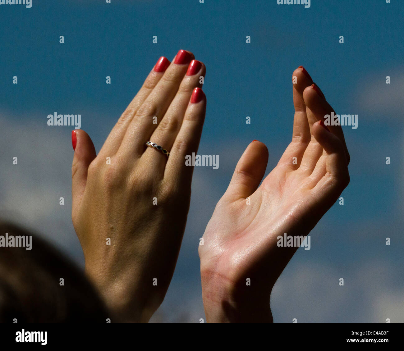 Hands up during the british summertime event in Hyde Park Stock Photo ...