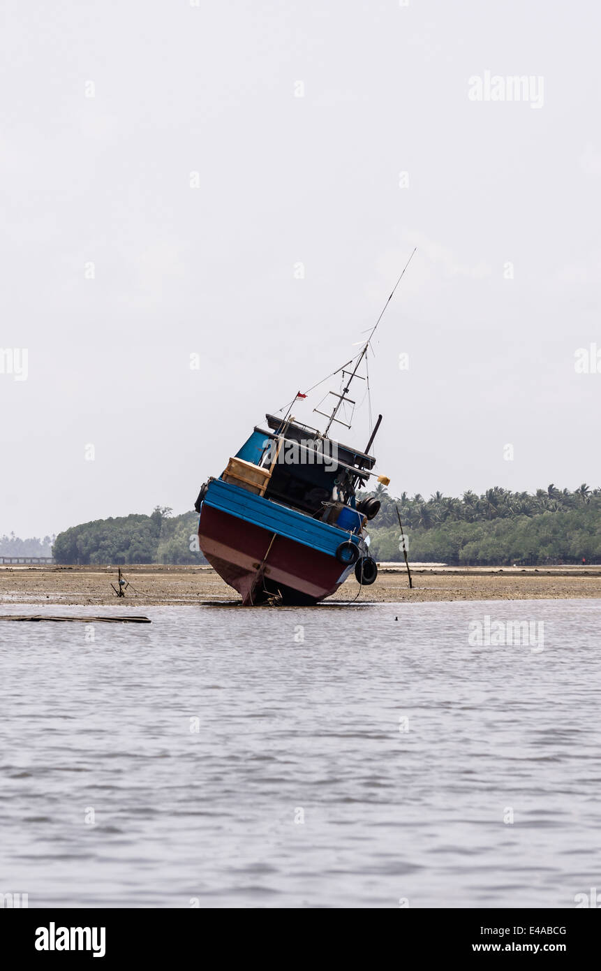 Indonesia, Riau Islands, Bintan Island, Fishing boat, Ebb Stock Photo ...