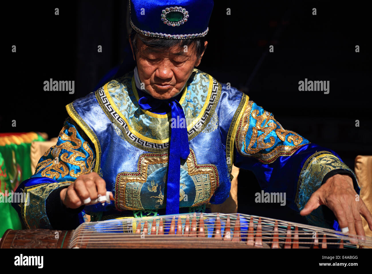 Old traditional Chinese musicians play in the Confucius temple in ...