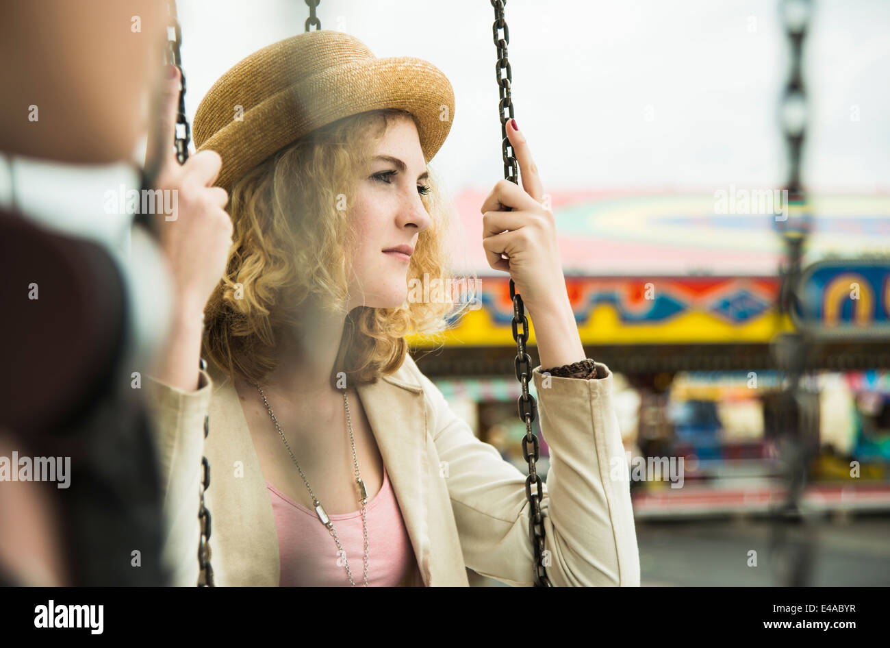 Portrait of teenage girl at fun fair Stock Photo - Alamy