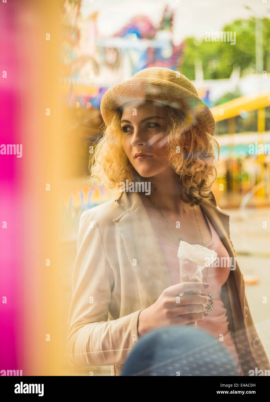 Portrait of teenage girl at fun fair Stock Photo - Alamy