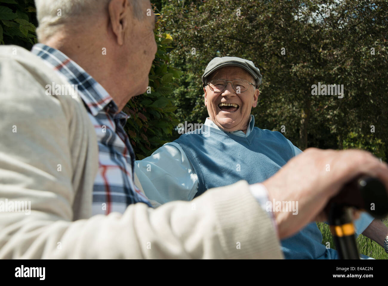 Two old friends having fun in the park Stock Photo - Alamy