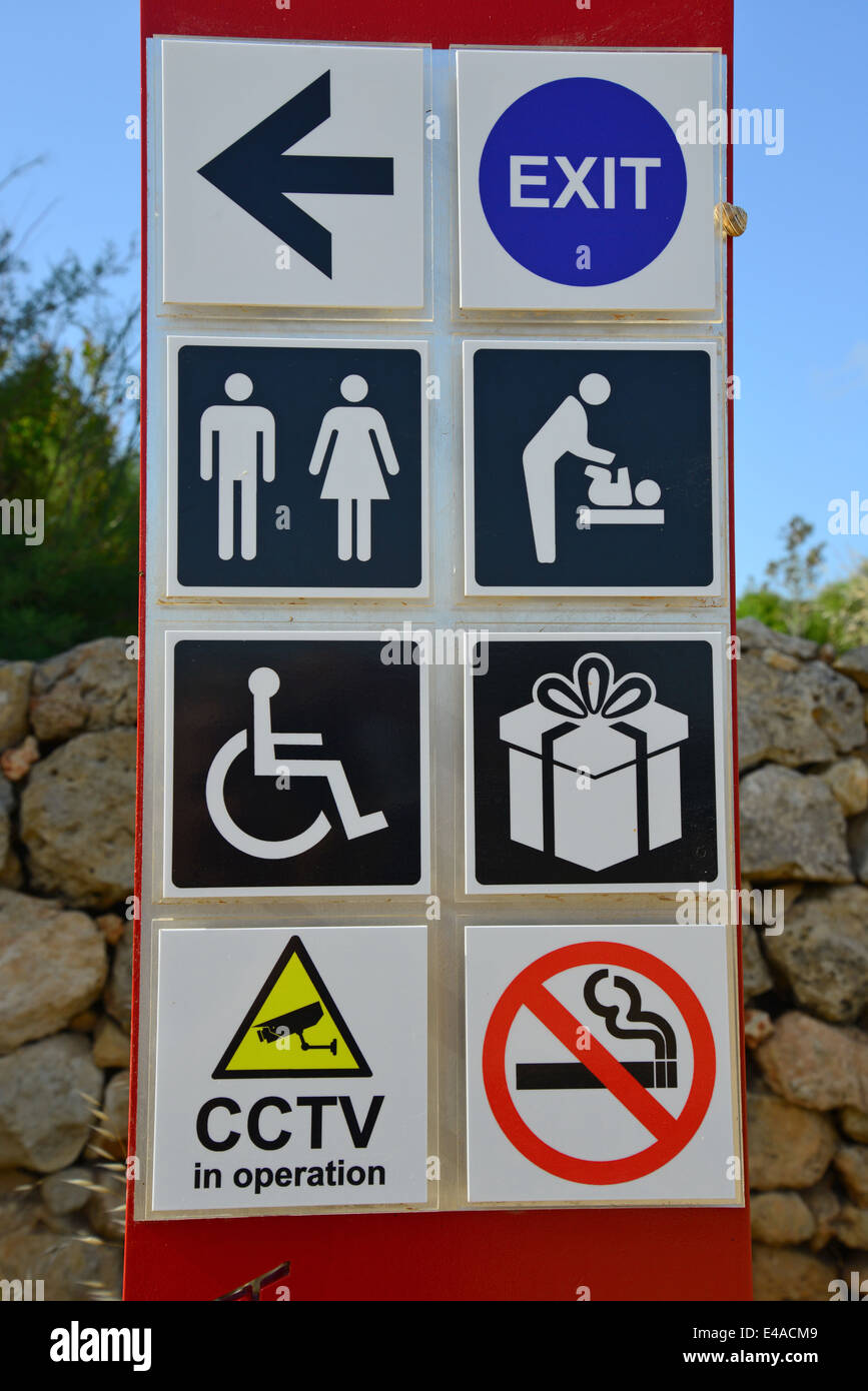 Amenities sign at Temple of Ġgantija, Ix Xagħra, Gozo (Għawdex), Gozo ...