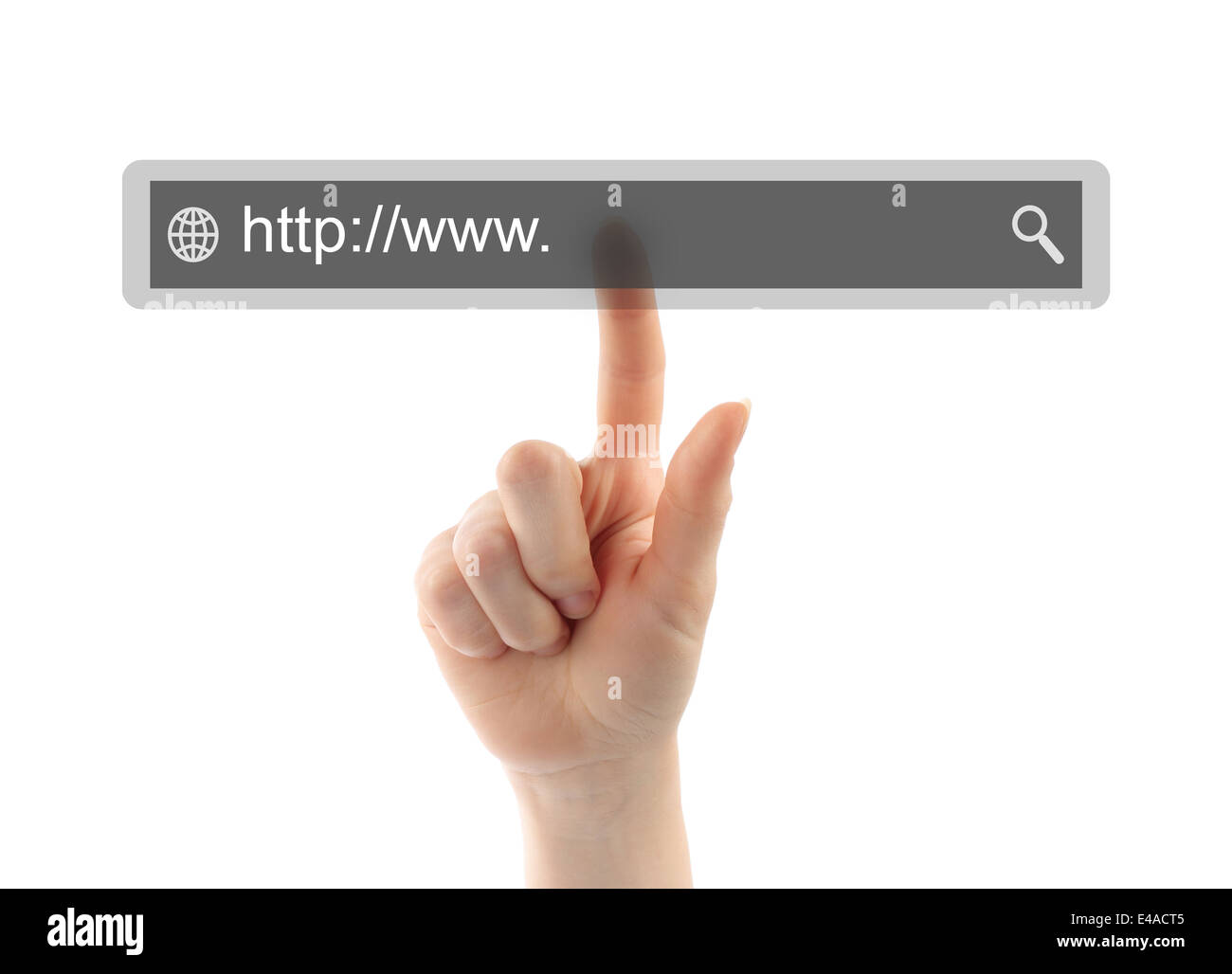 Hand pushing virtual search bar on white background, internet concept ...