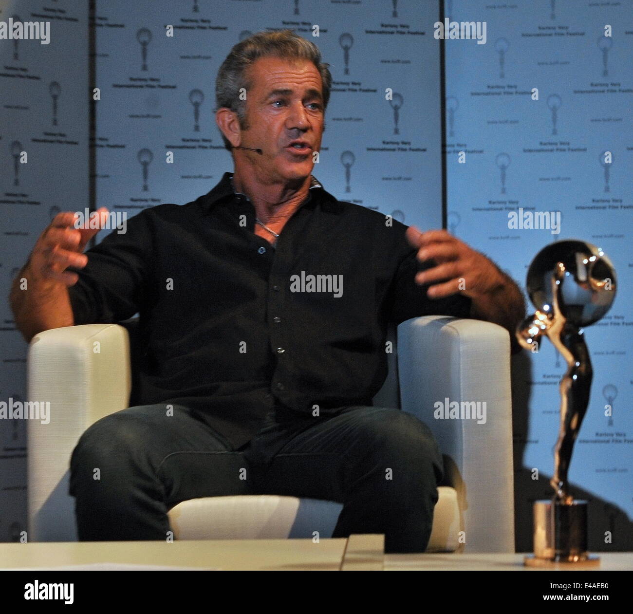Hollywood actor, director and producer Mel Gibson is seen during a talk ...