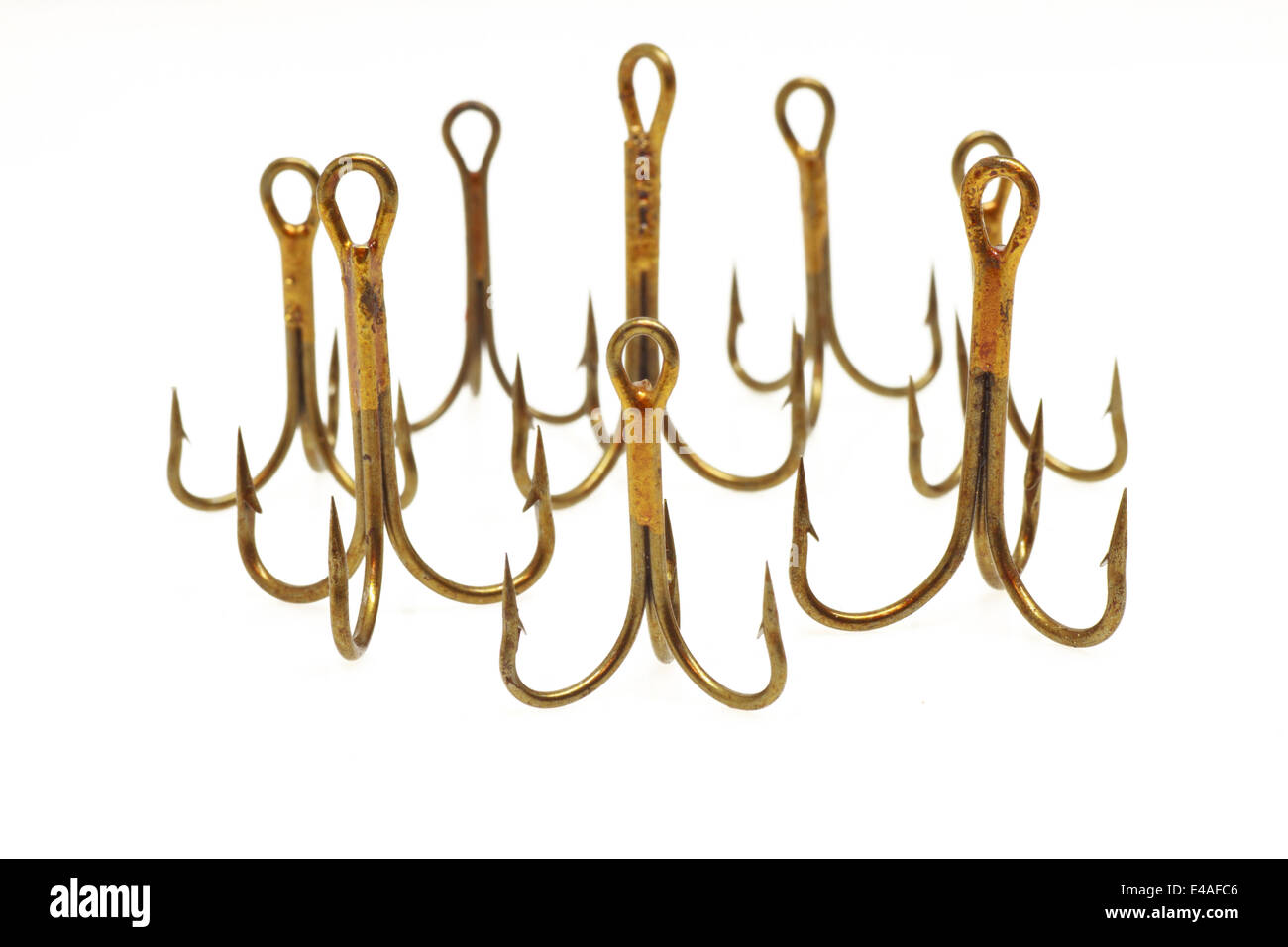 Fishhooks isolated on white Stock Photo - Alamy