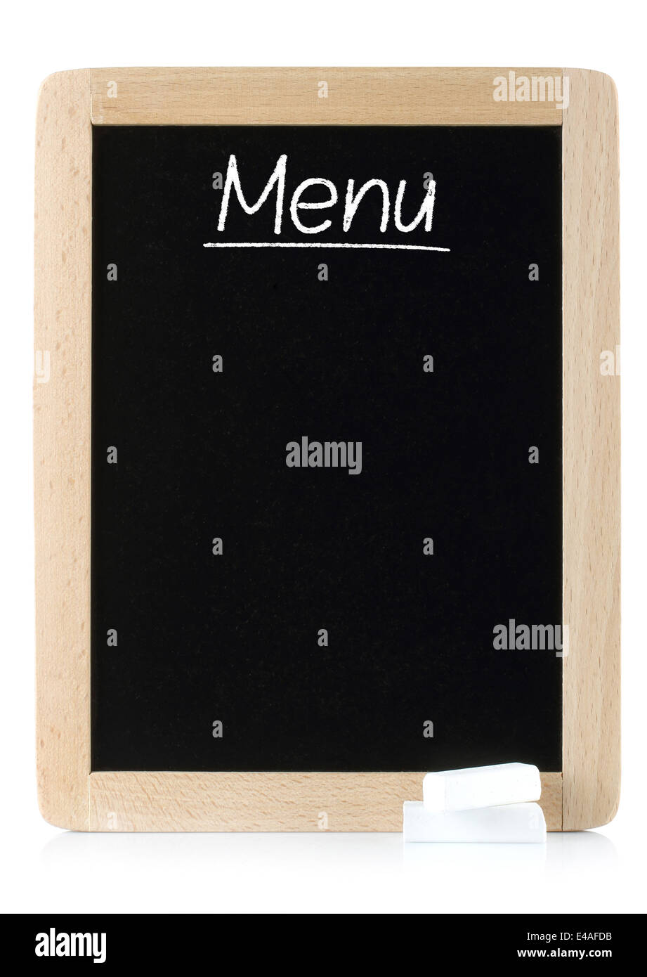Menu blackboard with white chalks on white background Stock Photo - Alamy