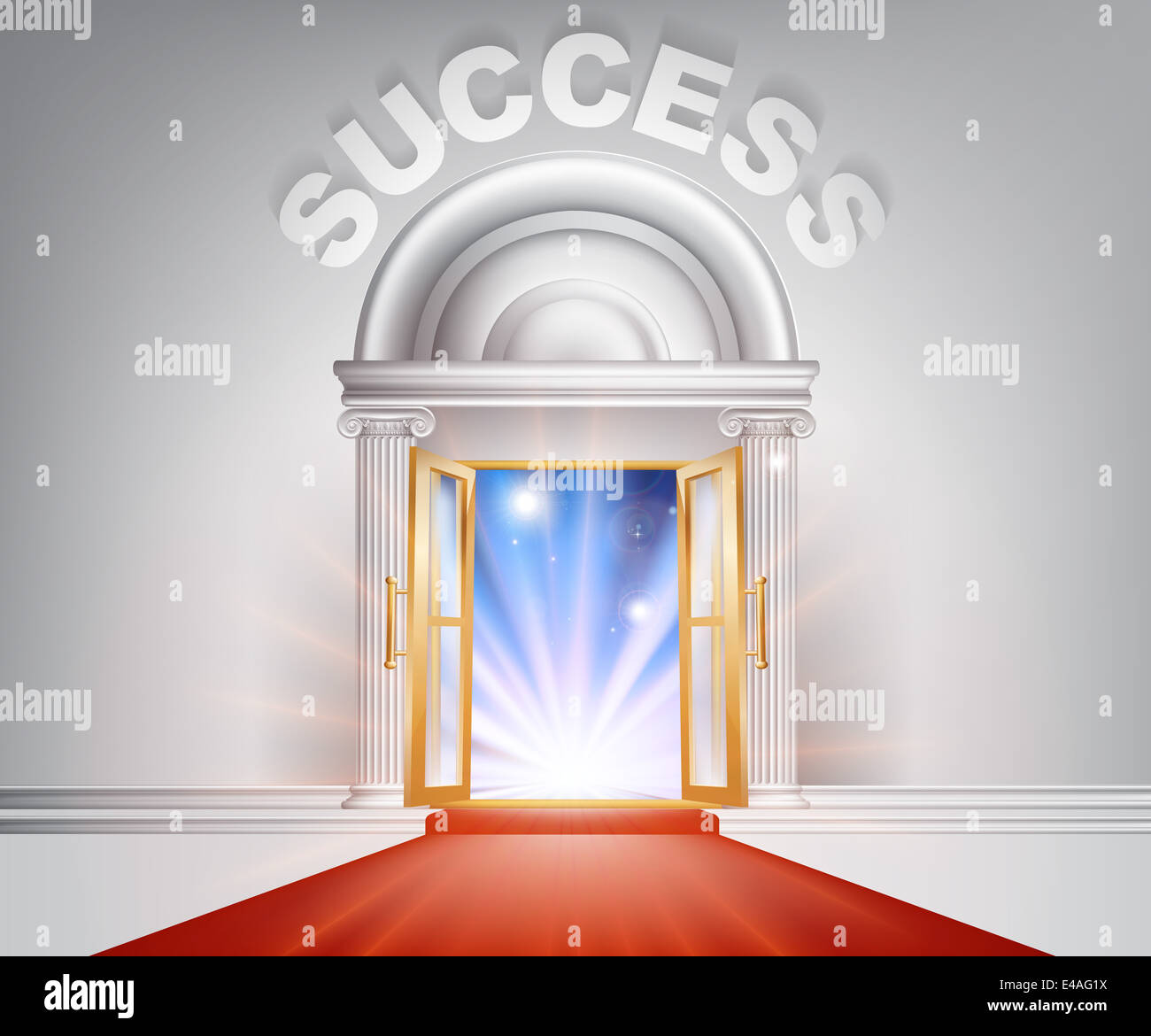 Success door concept of a fantastic white marble door with columns and ...