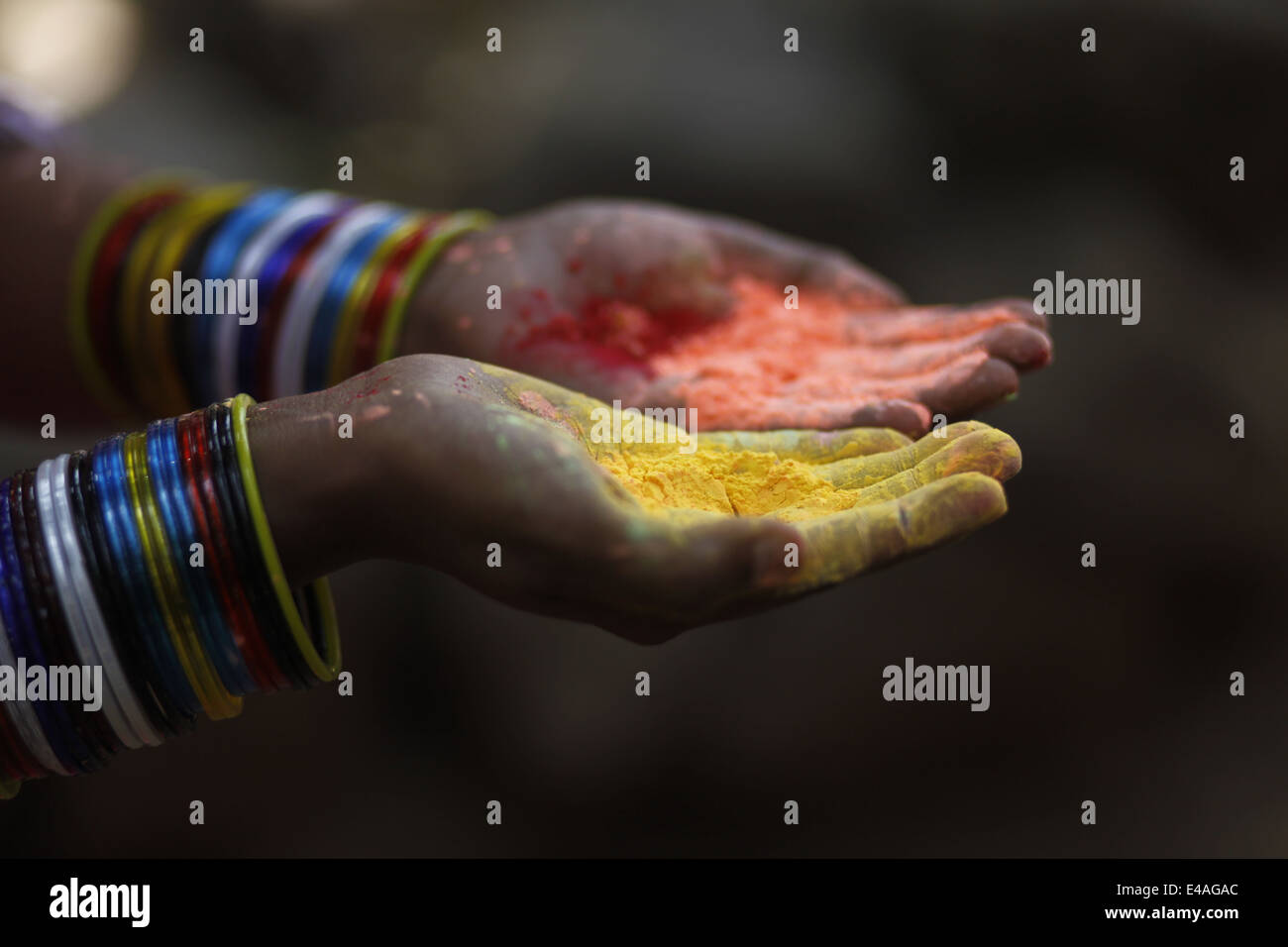 colored hand in holi Stock Photo - Alamy