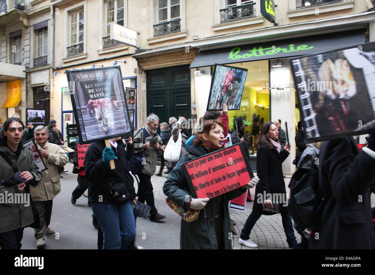 Protest against animal torture, animal experimentation and fur, Lyon ...
