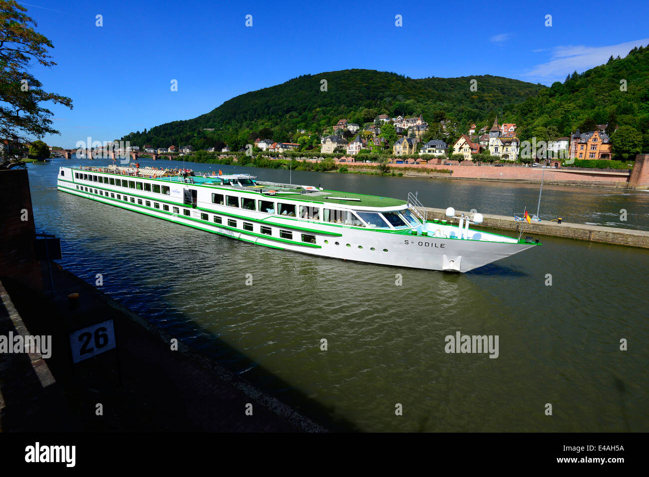 River Cruise Boat Neckar River Heidelberg Germany DE Europe Stock Photo ...