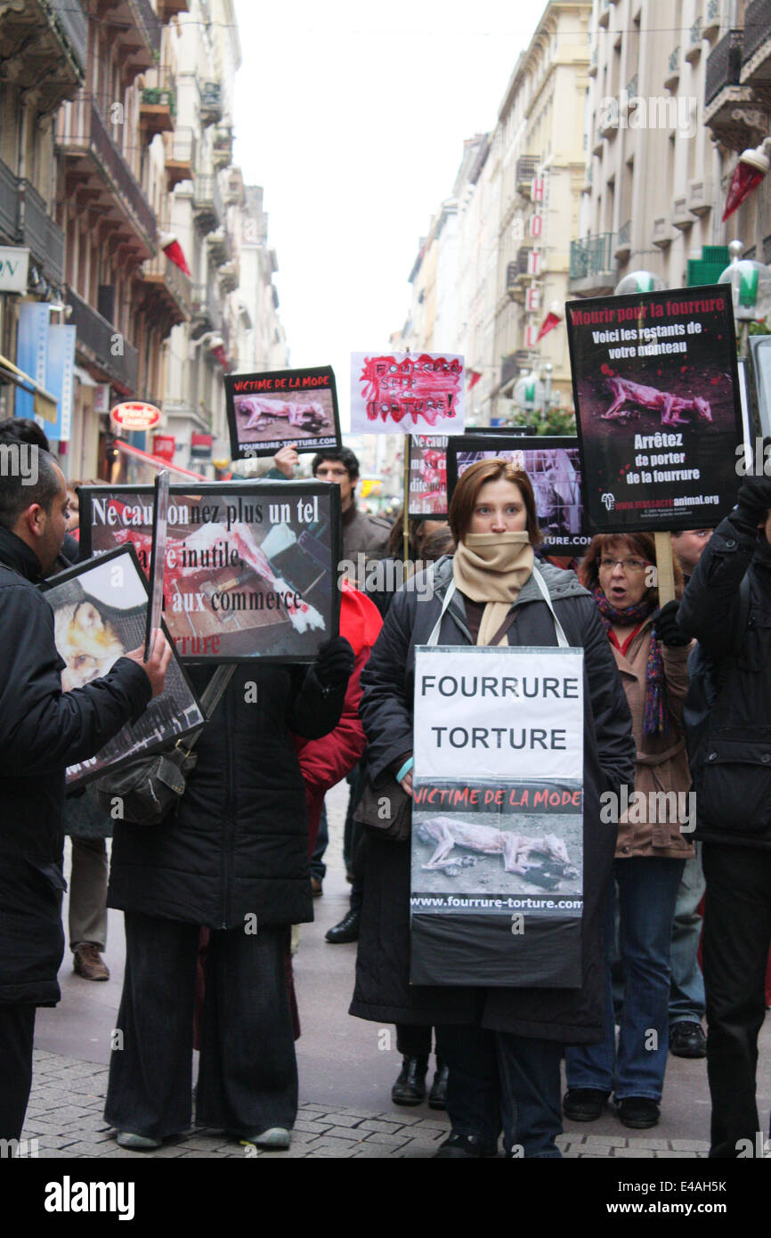 Protest against animal torture, animal experimentation and fur, Lyon ...