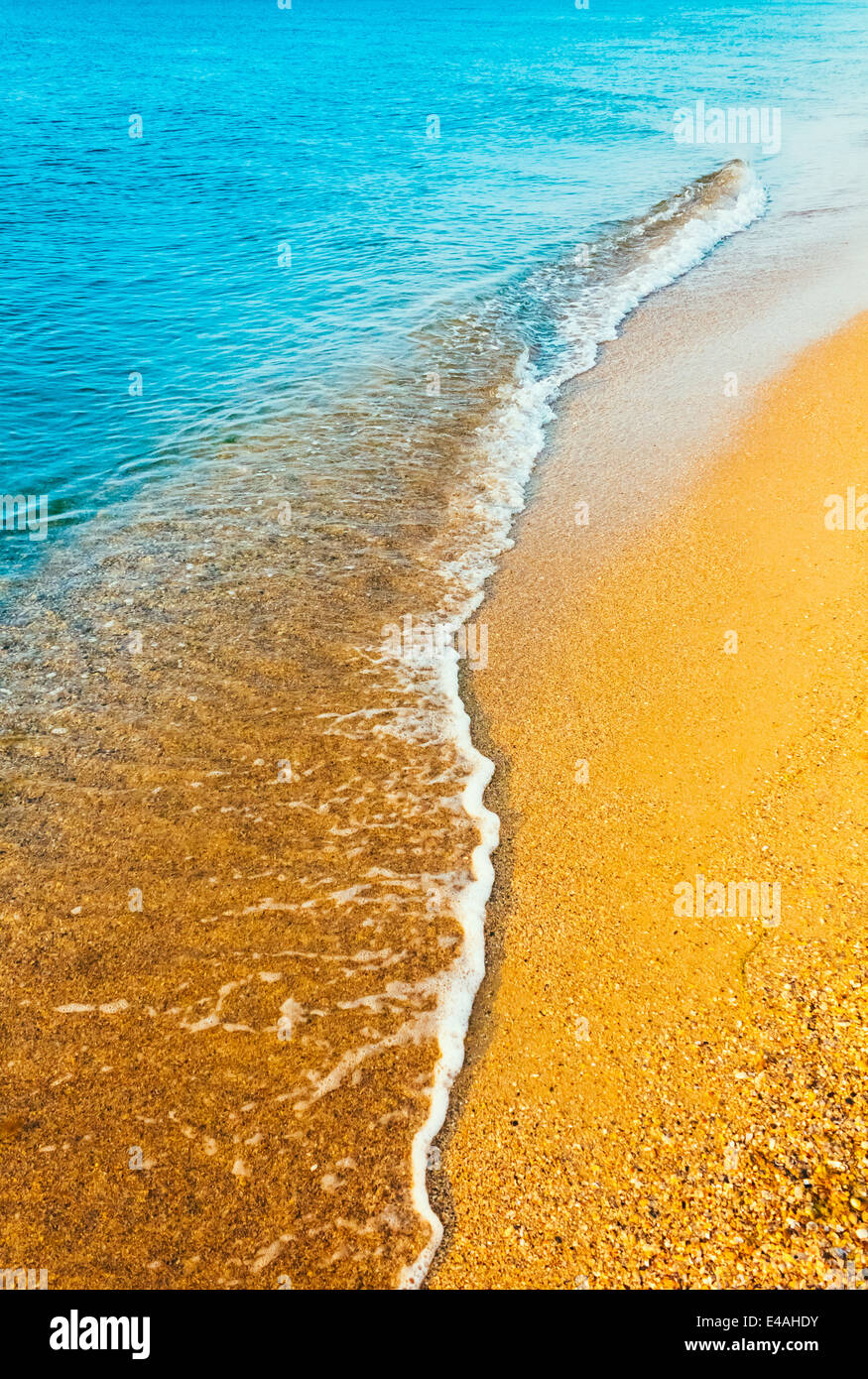 Soft Sea Ocean Waves Wash Over Golden Sand Background Stock Photo - Alamy