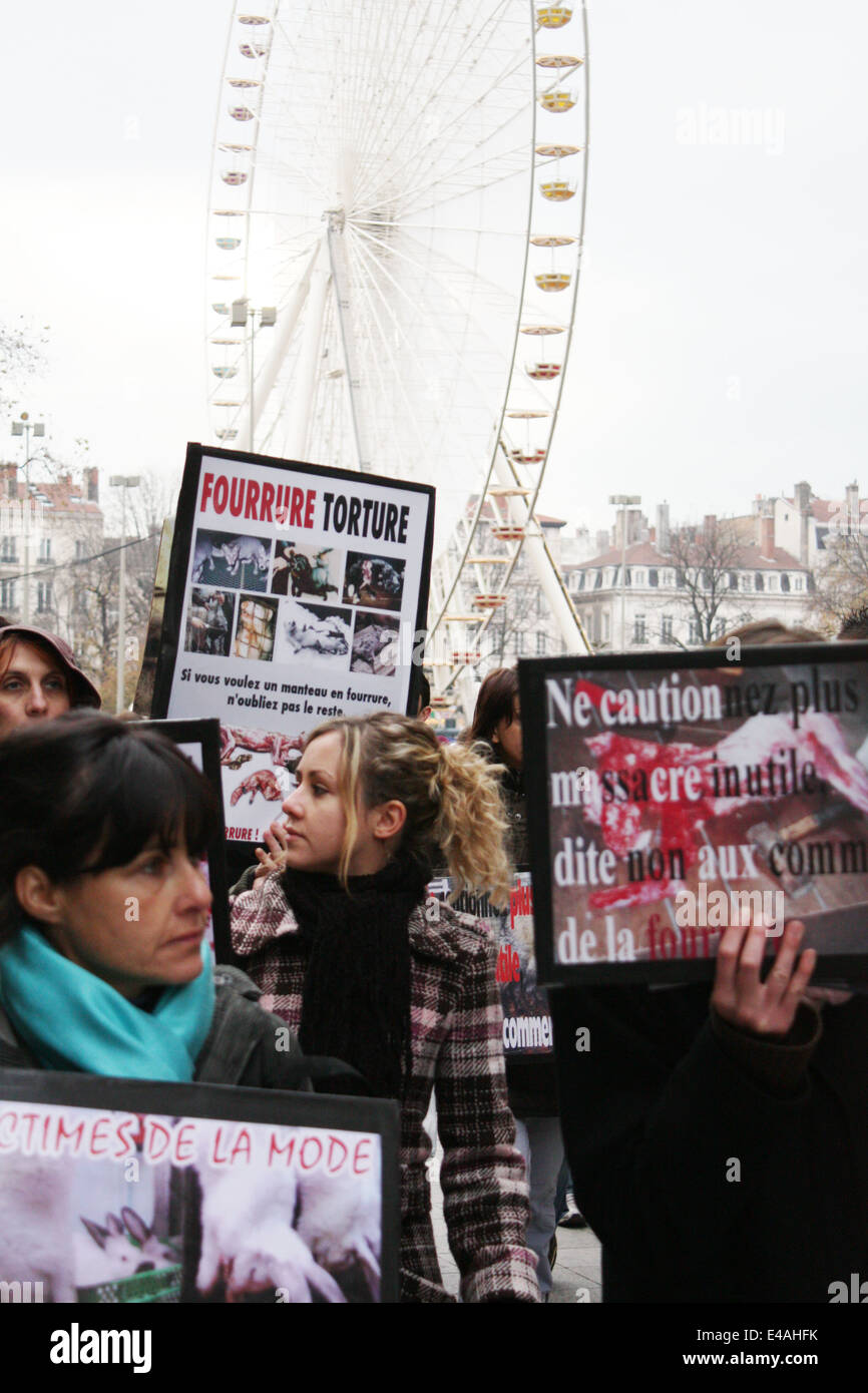 Protest against animal torture, animal experimentation and fur, Lyon ...