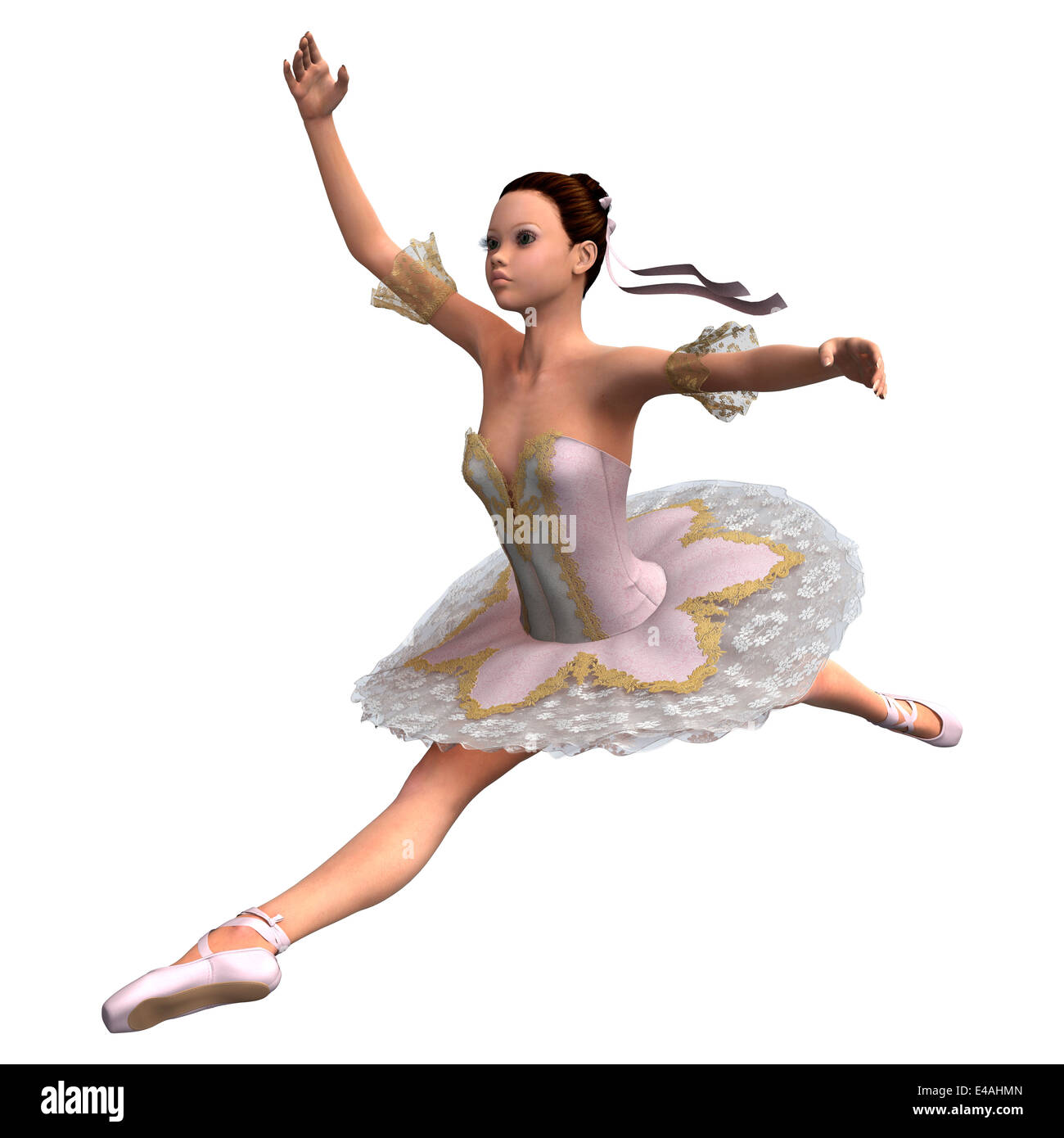 3D digital render of a beautiful female ballet dancer, attitude devant ...