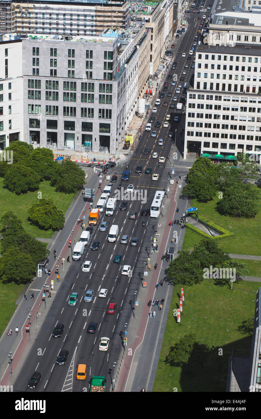 Germany, Berlin, Leipziger Strasse with traffic, bird's view Stock ...